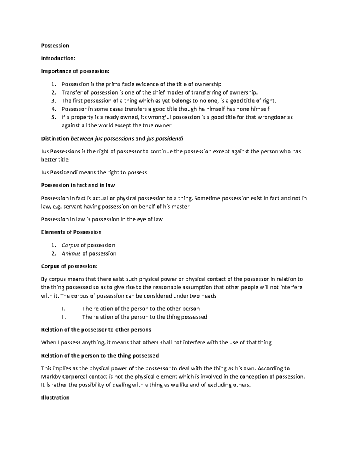 Lecture 9 - The concept of possession is one of the oldest concepts of ...