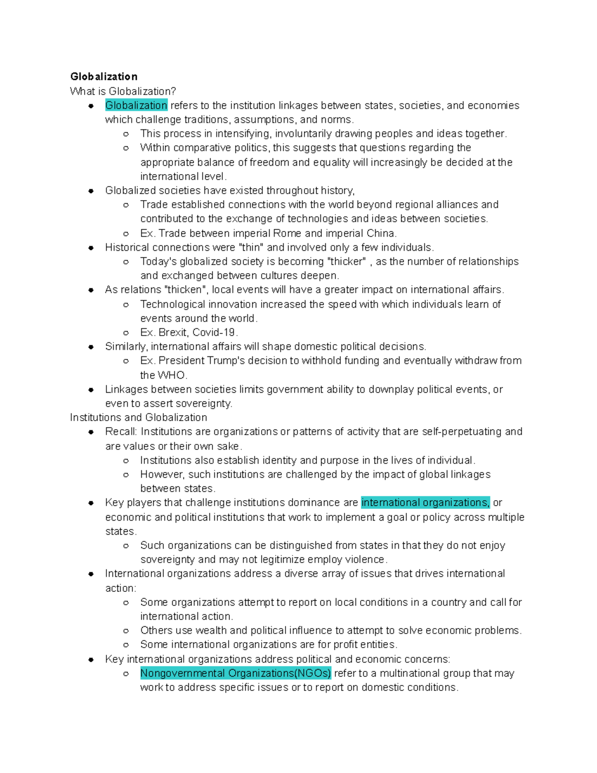 Chapter 11 - power point notes - Globalization What is Globalization ...