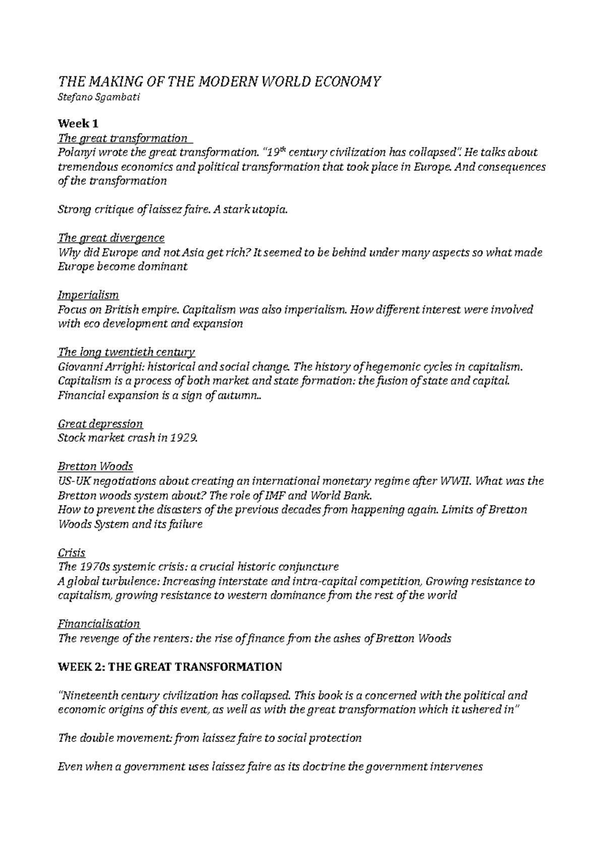 THE Making OF THE Modern World Economy - THE MAKING OF THE MODERN WORLD ...