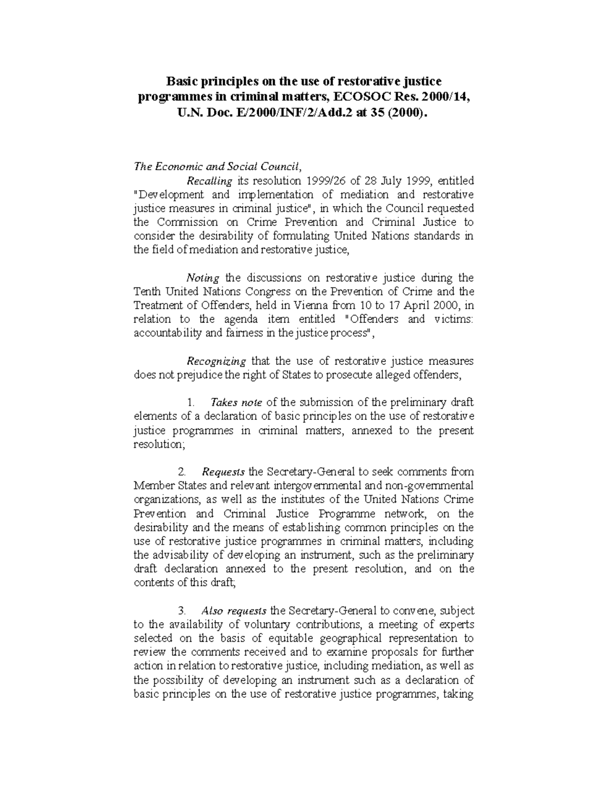 Ecosoc UN 2000 14 - ITL - Basic principles on the use of restorative ...