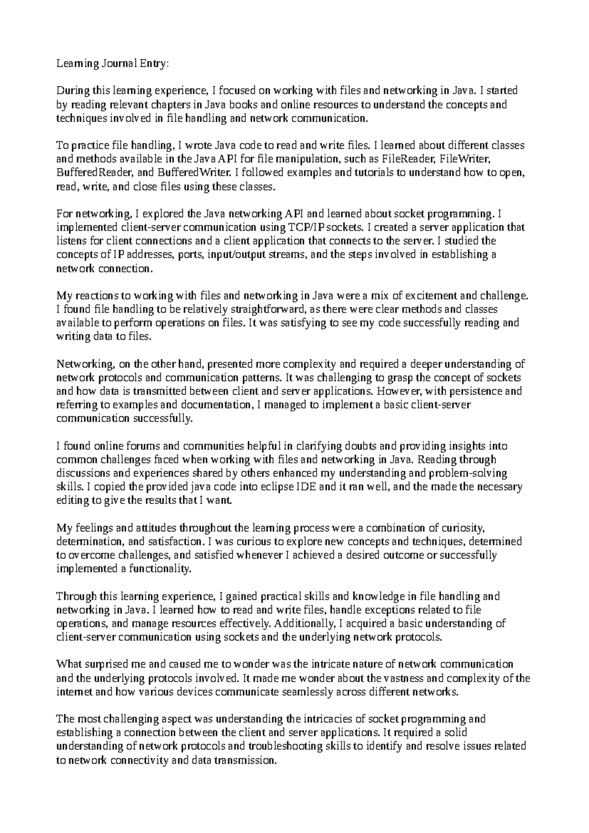 Learning journal unit 6 - Learning Journal Entry: During this learning ...