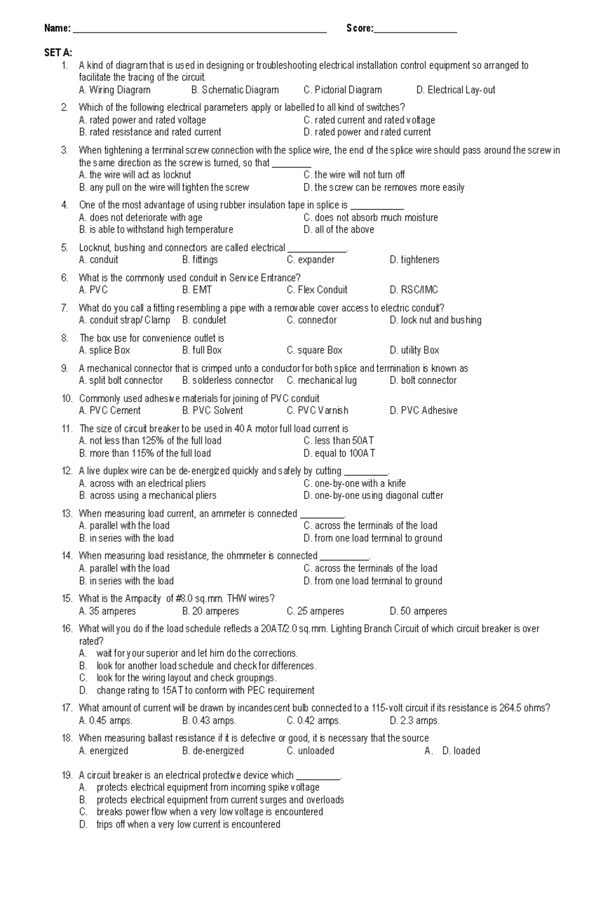 Competency exam 1 - Name ...