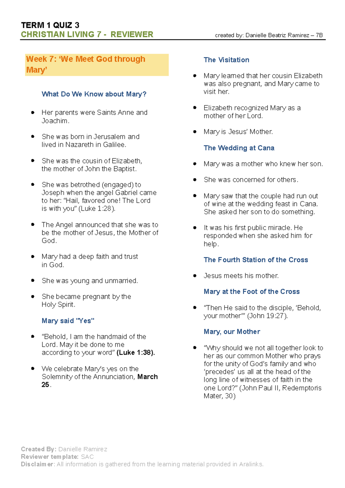 Christian Living 7 - Quiz 3 Term 1 Reviewer - TERM 1 QUIZ 3 CHRISTIAN ...