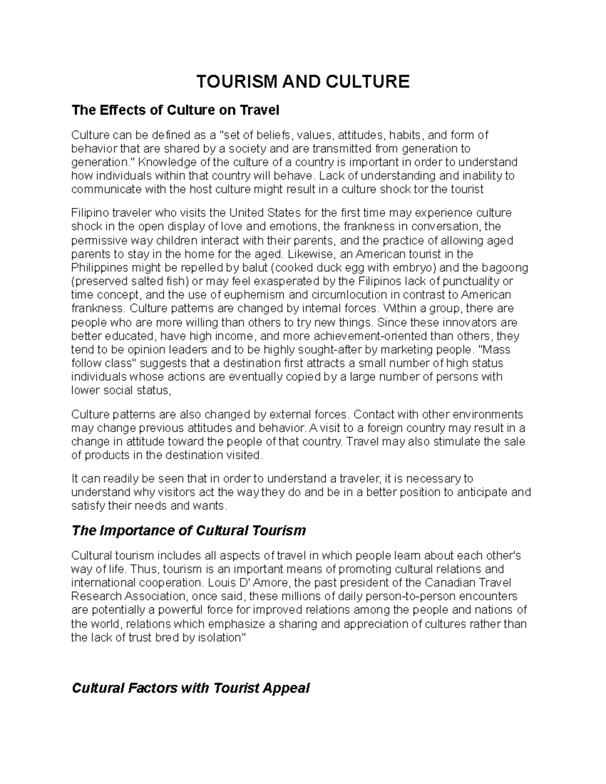 Chapter 8 - EVSFRD - TOURISM AND CULTURE The Effects of Culture on ...