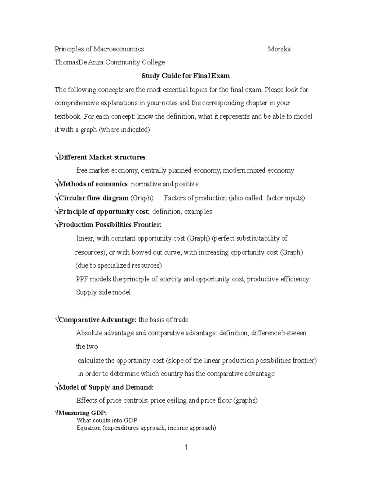 Study Guide Macro Final Exam - Principles of Macroeconomics Monika ...
