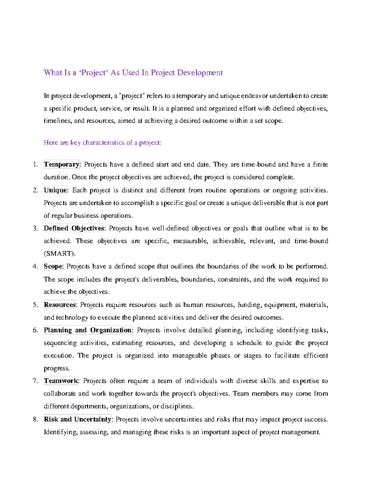 Pdm notes-pdf - SUMMARIZED NOTES - What Is a ‘Project’ As Used In ...