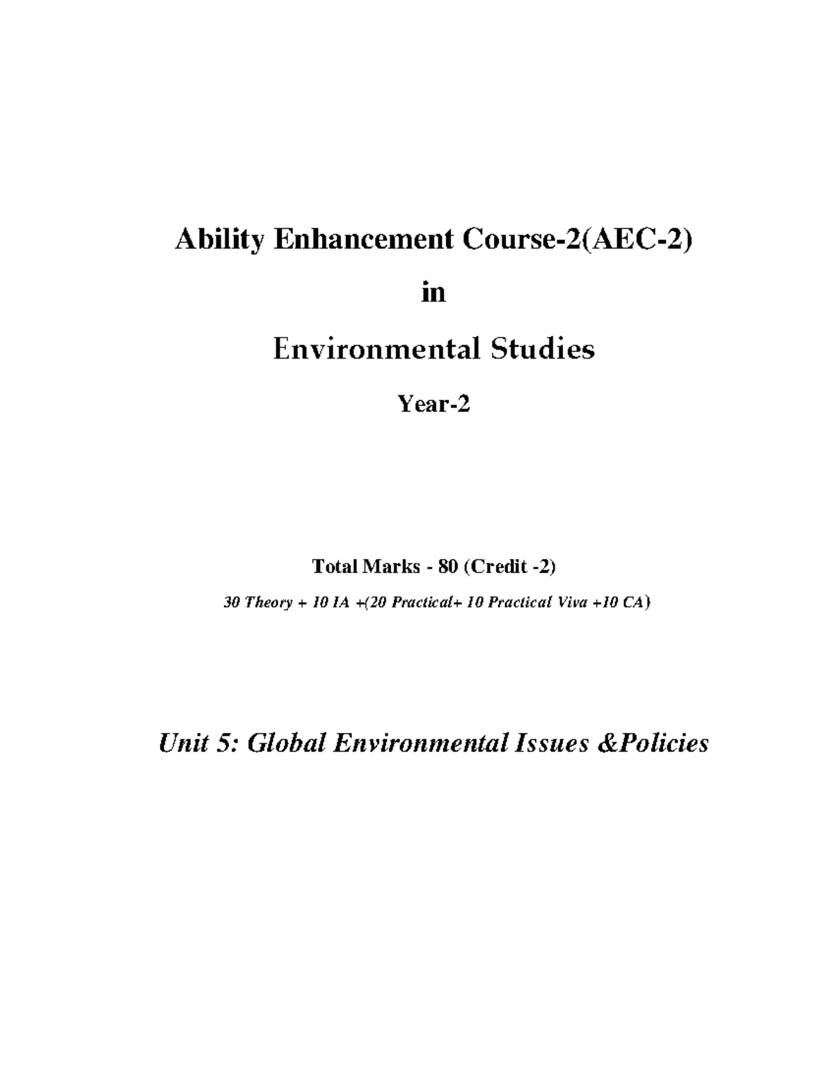 UNIT 5 - Lecture notes - Ability Enhancement Course-2(AEC-2) in ...