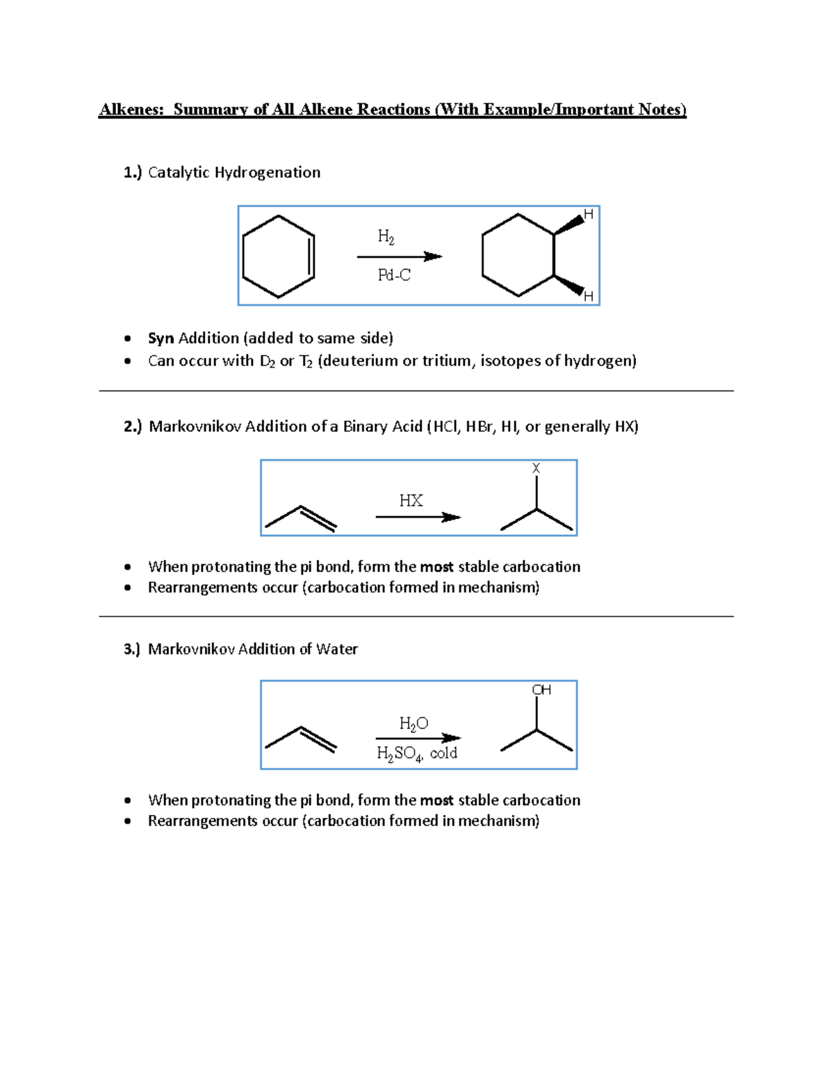 Alkenes-study-guide - Practice material for alkenes - Alkenes: Summary ...