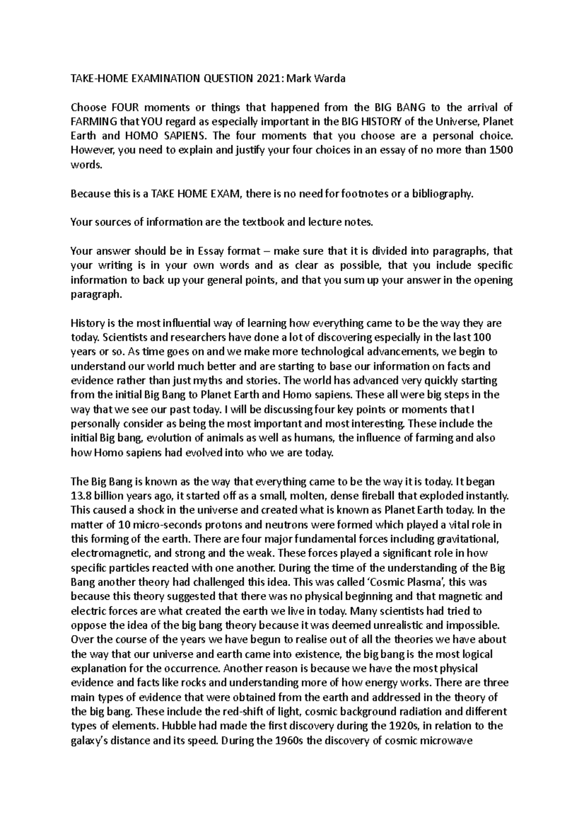 TAKE HOME Examination 2021 - TAKE-HOME EXAMINATION QUESTION 2021: Mark ...