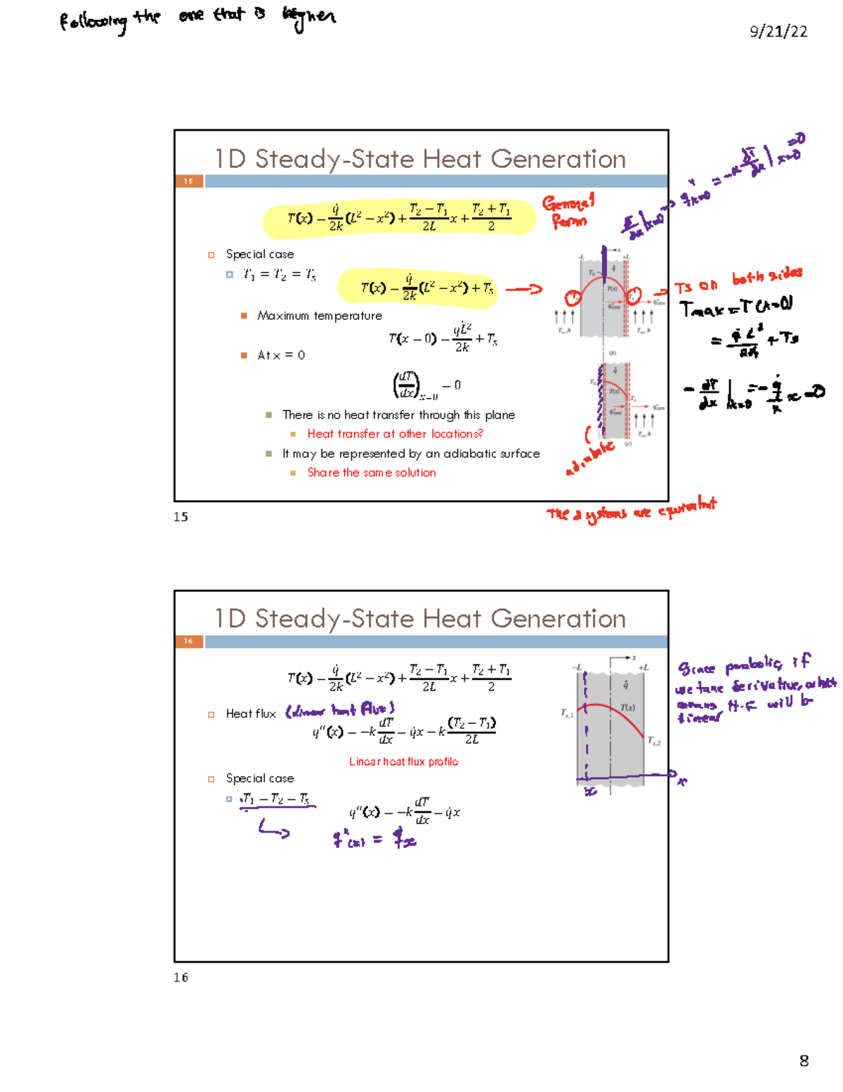 Pt 3 Lecture 9 Conduction with Internal Heat Generation - 9/21/ ̈ ...