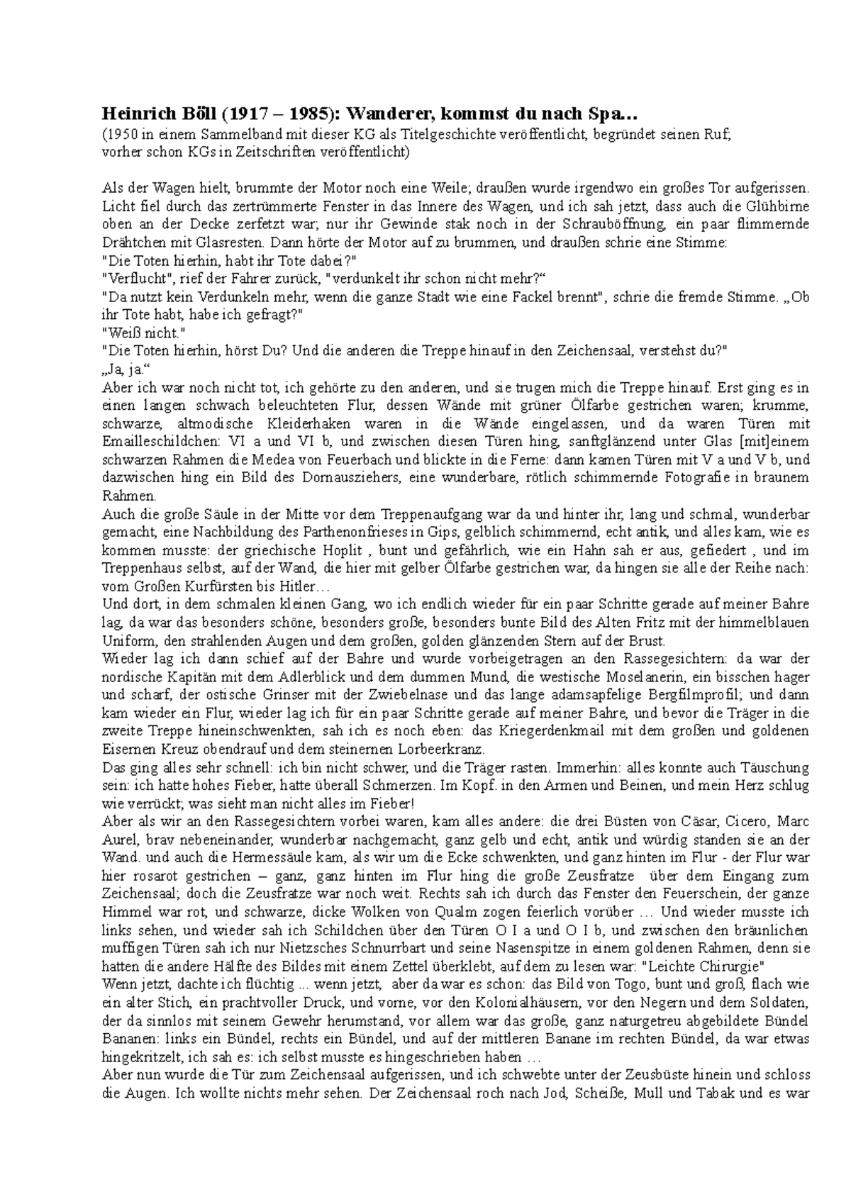 Böll Wanderer Text - Interpretation Heinrich Böll - Heinrich Böll (1917 ...