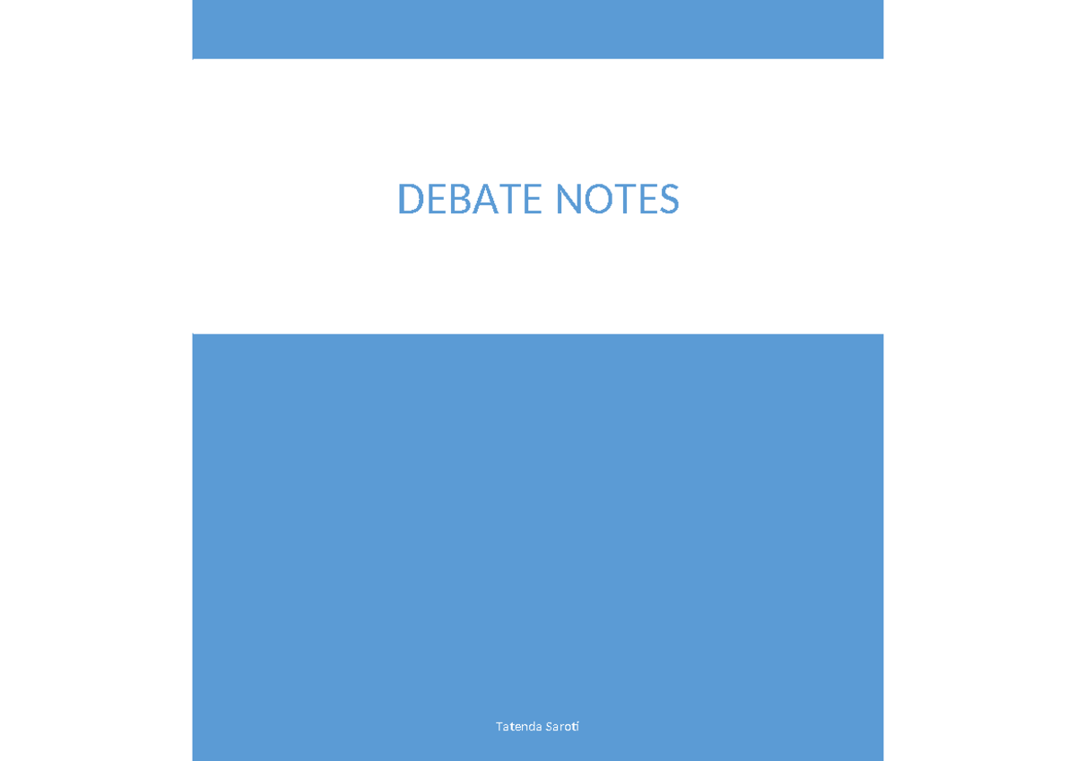 Debate Notes - Tatenda Saroti DEBATE NOTES Electoral Reforms: Points ...
