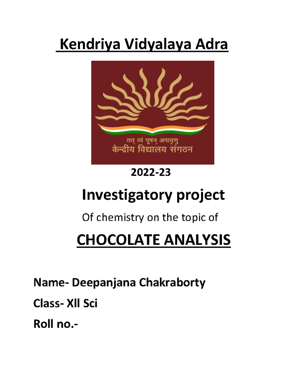 Class 12 chem IP - Testing - Kendriya Vidyalaya Adra 2022 ...