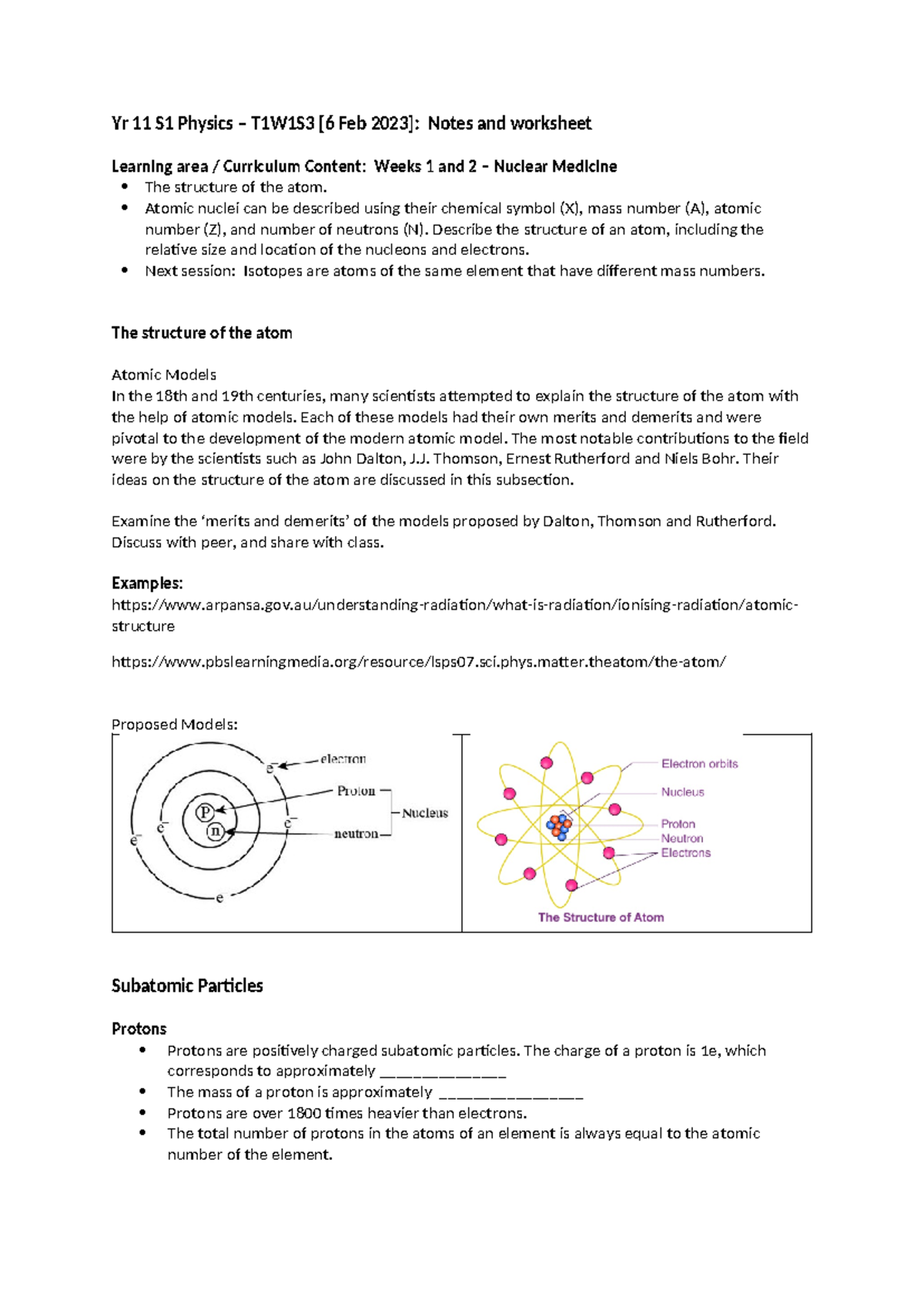 Yr 11 S1 Physics – Notes and worksheet - T1W1S3 - 6 Feb 2023 - student ...