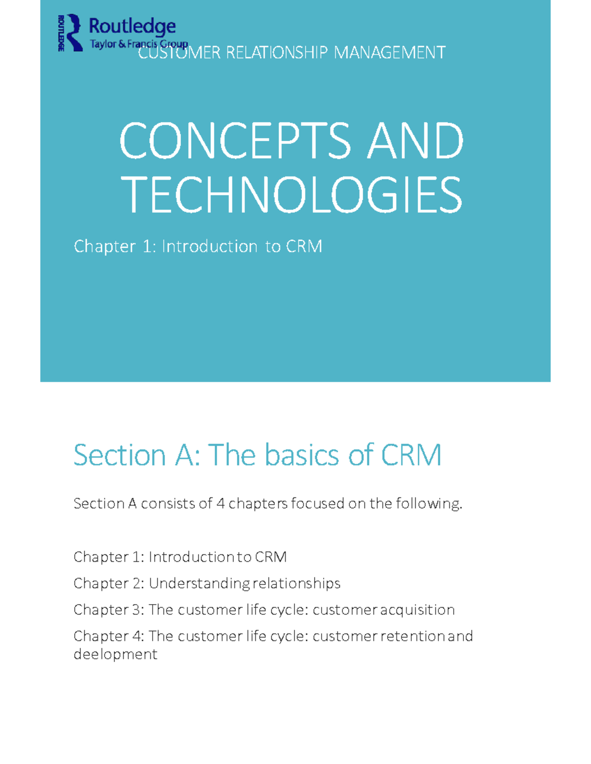 Crm ch - Customer relations management - CUSTOMER RELATIONSHIP MANAGEMENT CONCEPTS AND ...