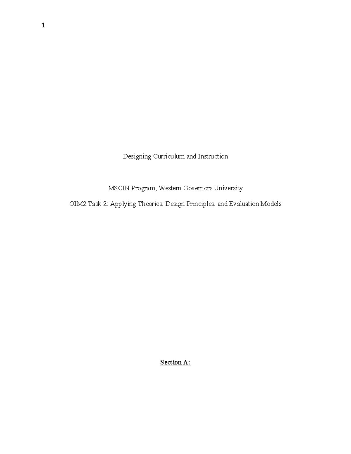 OIM2 Task 2 Applying Theories Design Principles and Evaluation Models ...