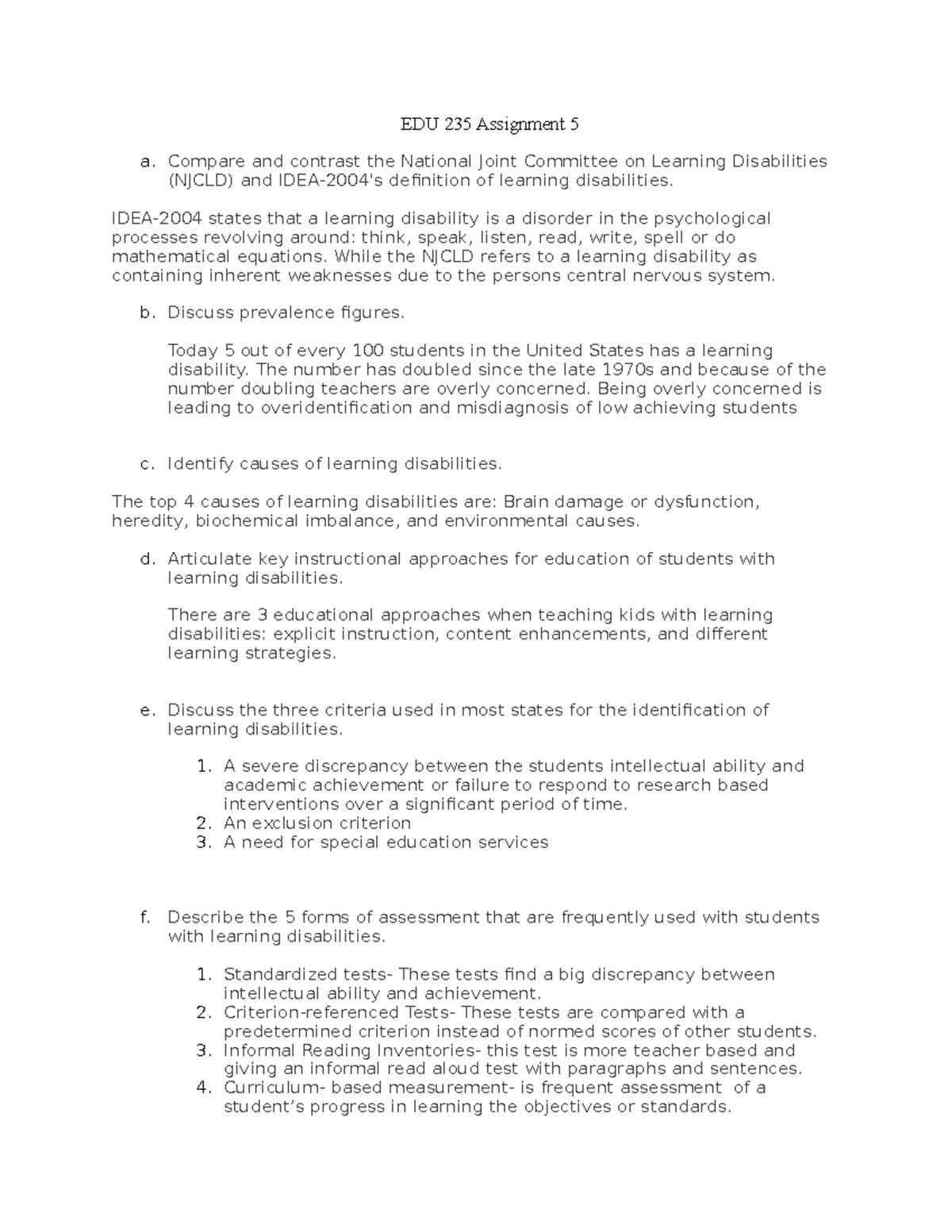 EDU 235 Assignment 5 - Lesson 5 TIR Program EDU 235 - EDU 235 ...