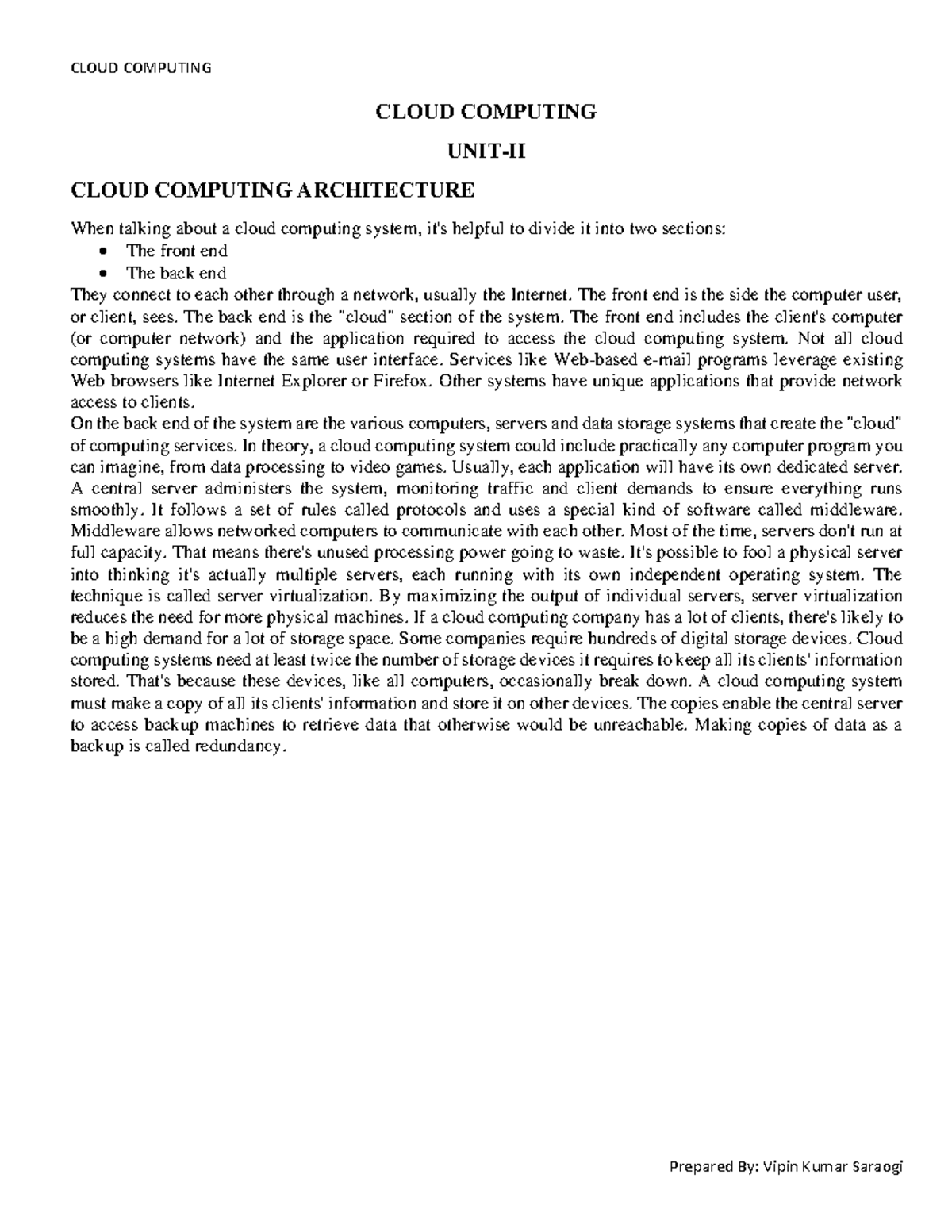 CC - Unit 3 - Notes - DOCUMENT - CLOUD COMPUTING UNIT-II CLOUD ...