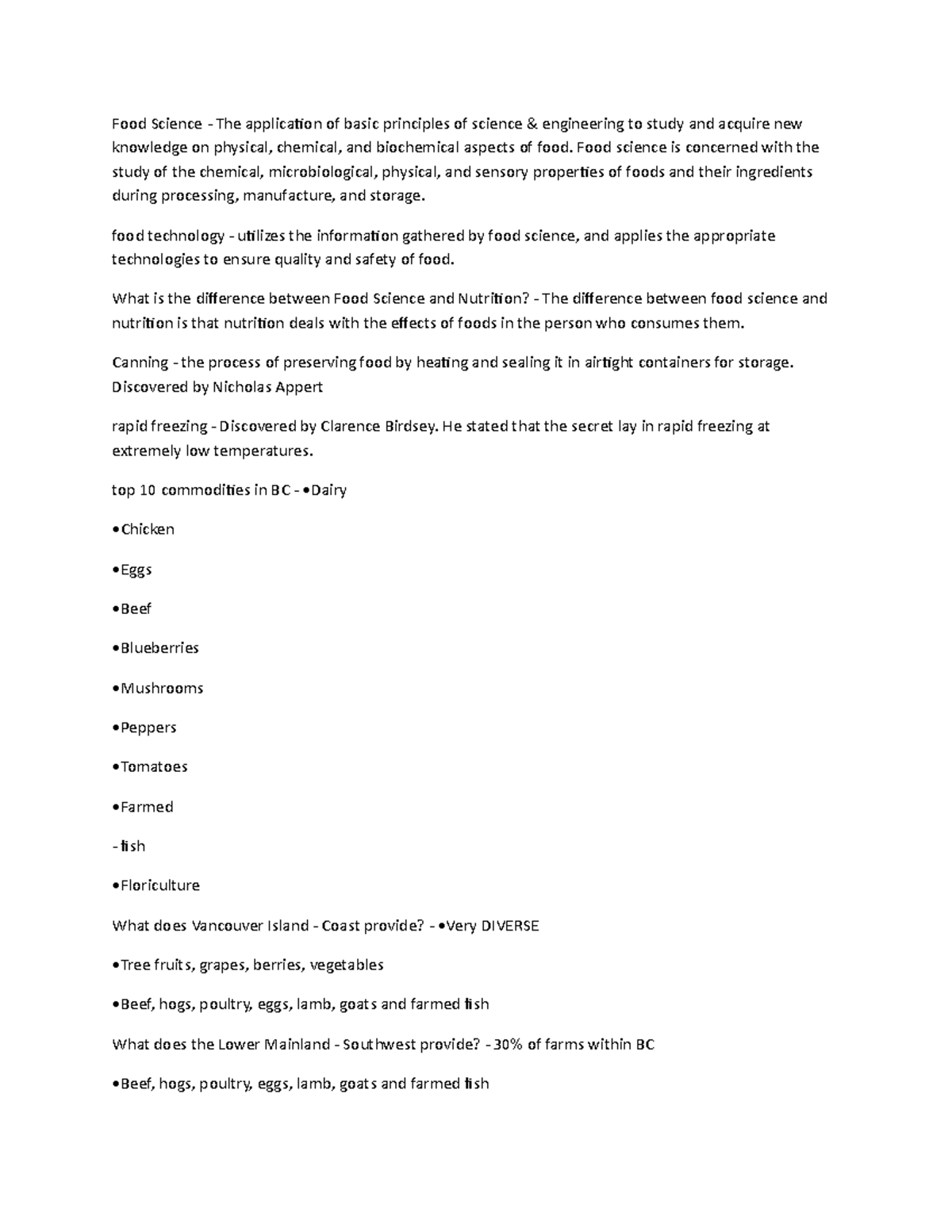 FOOD 1095 - Introduction to Food Technology - Food Science - The ...