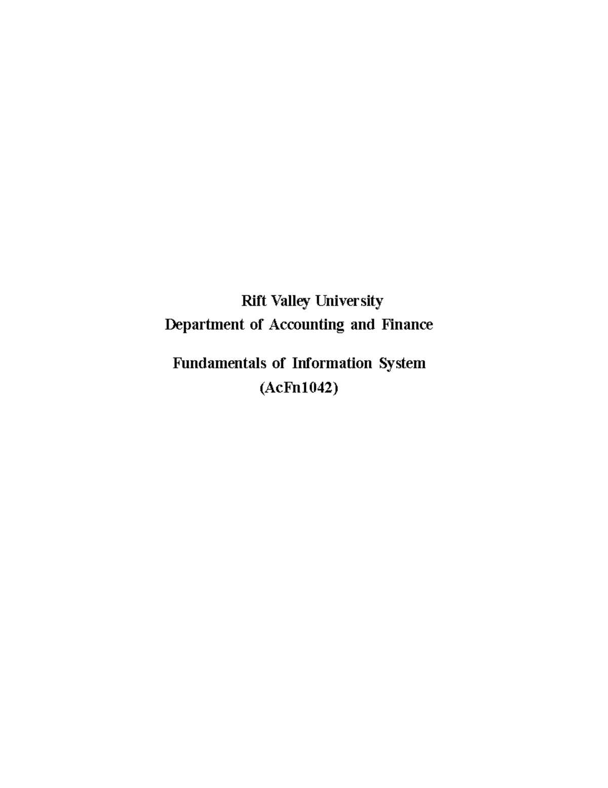 Chapter One- FIS - Material - Rift Valley University Department of ...