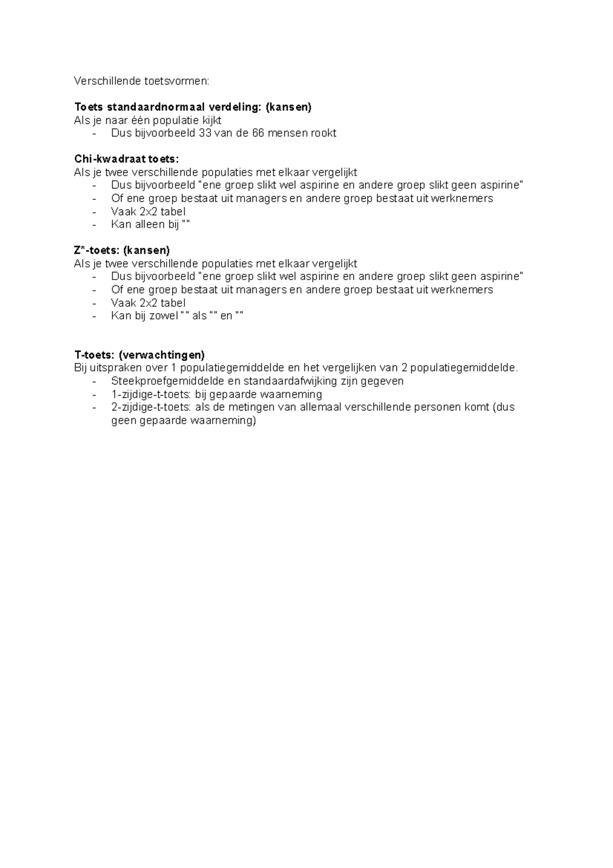 Toetsvormen - De vier verschillende toetsingsvormen dieje voor het ...