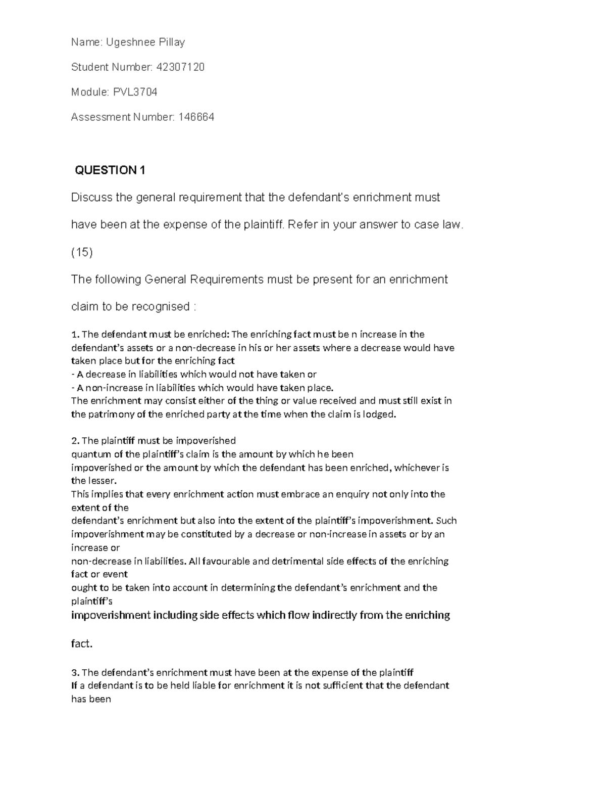 Assignment 1 S1 - Student Number: 42307120 Module: PVL Assessment Number: 146664 QUESTION 1 ...