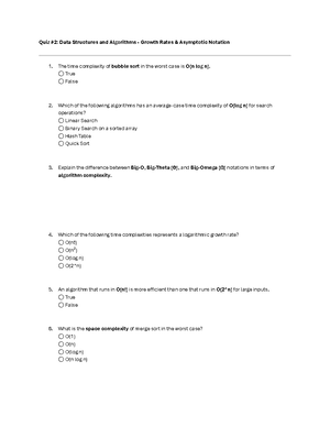 Quiz 3 - The quiz consists of true or false, multiple choice and short ...