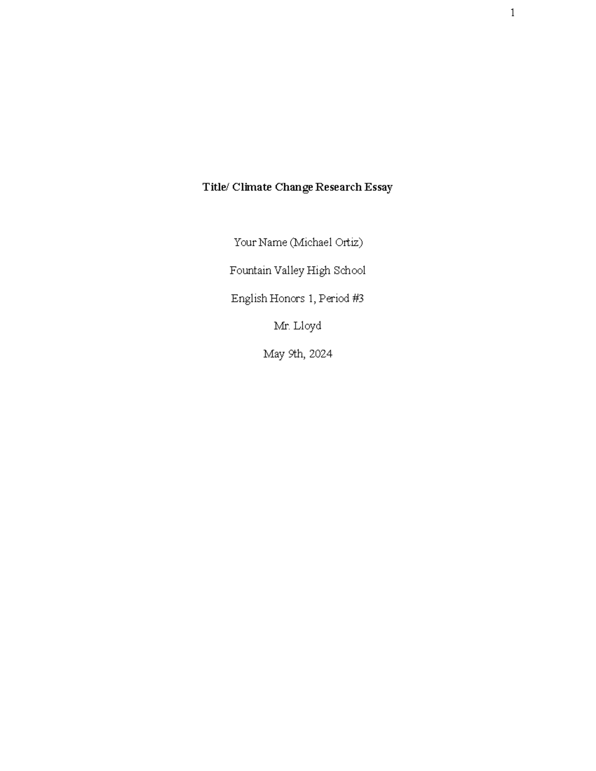 Copy of Title Page Example with brainstorming and thesis - Title ...