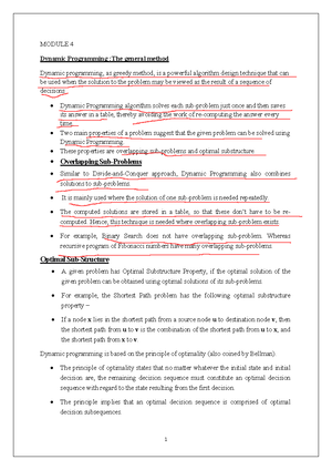 Module 1 - Introduction to algorithm and algorithm design techniques ...