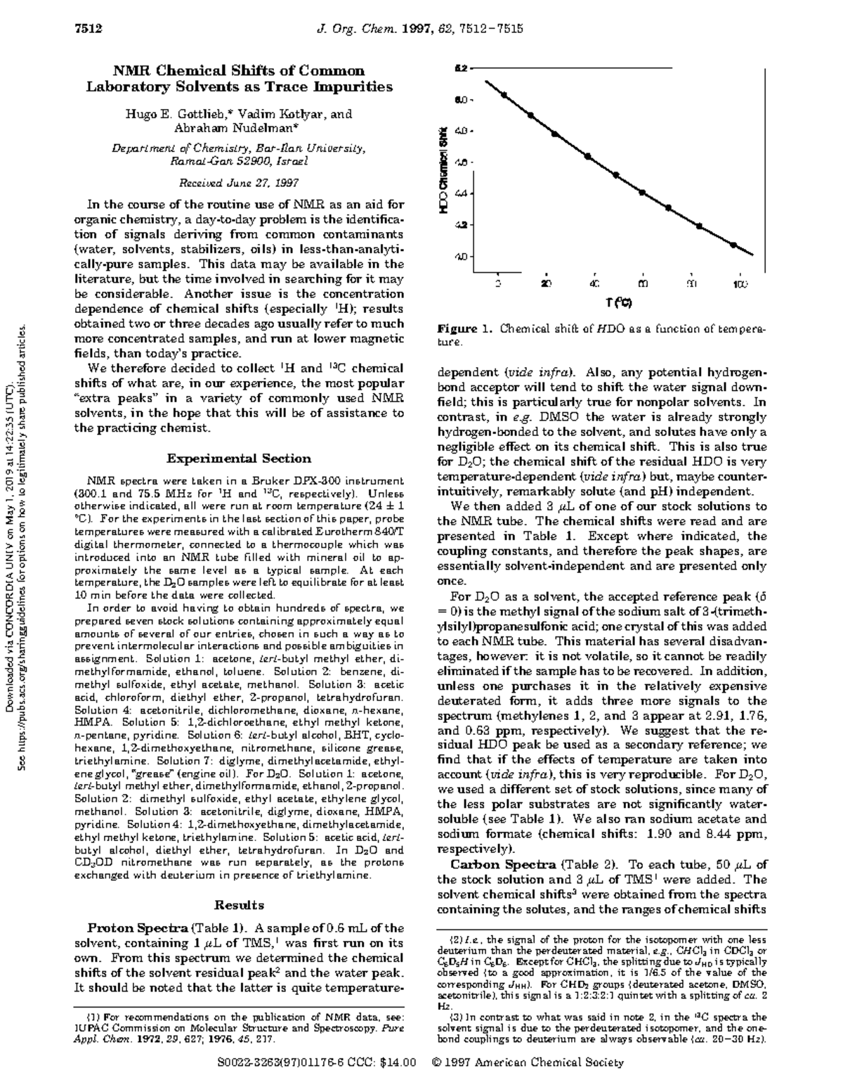 4 NMR trace impurities - 293 - Concordia - Studocu