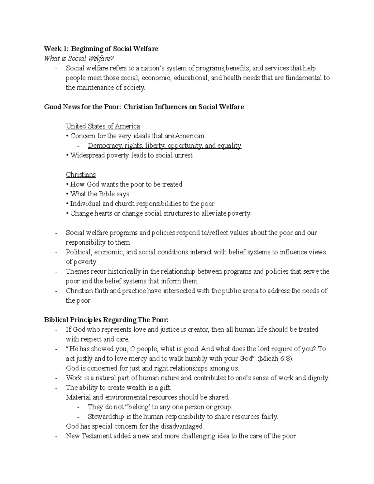 Social Welfare Organization IN Class notes - Week 1: Beginning of ...