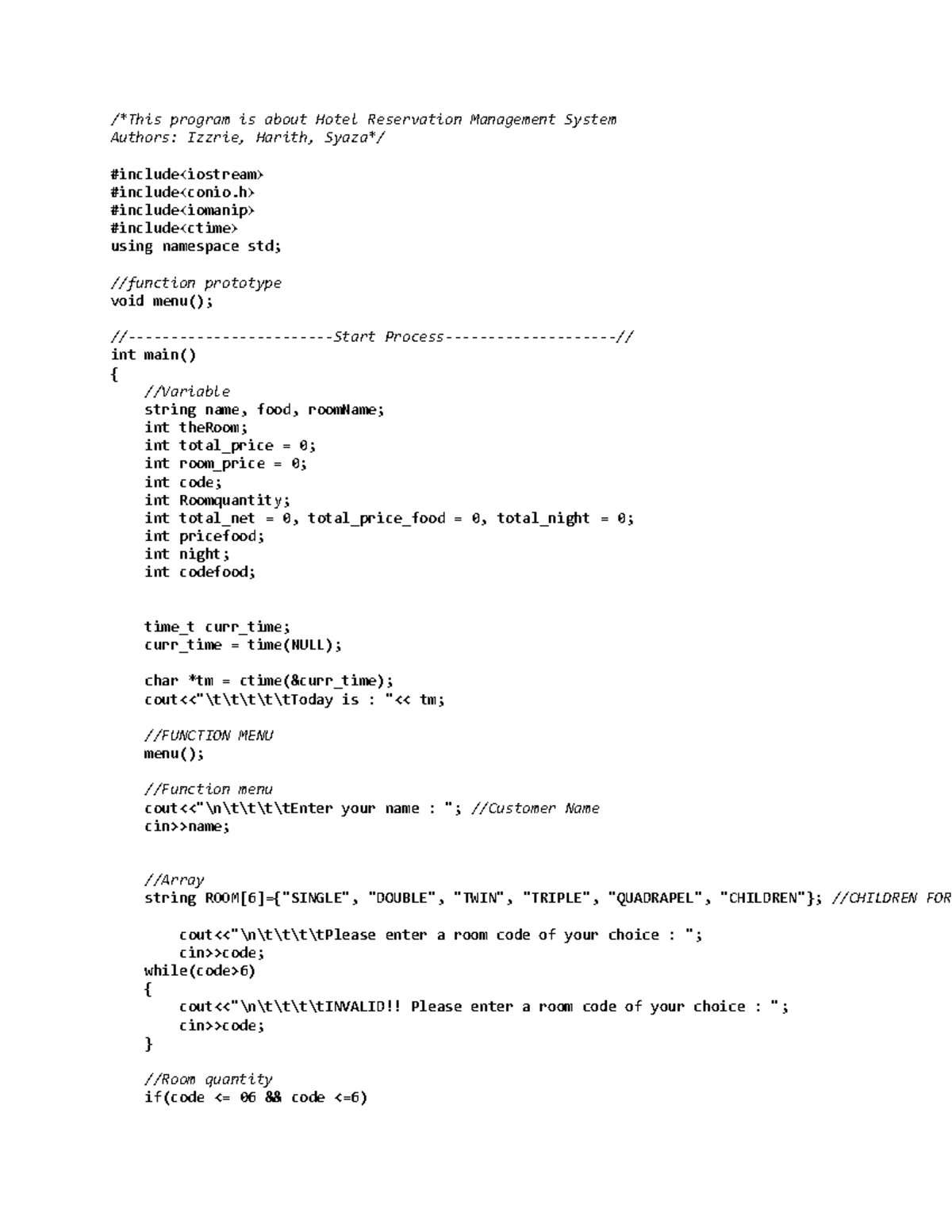 CSC126 Final Project Coding - /This program is about Hotel Reservation ...