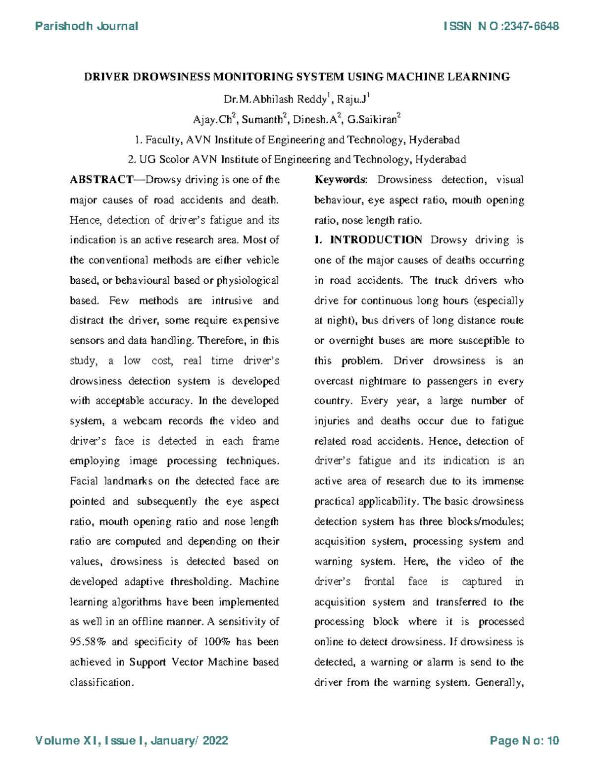 Ajay.Ch- Driver Drowsiness Monitoring System Using Visual Behavior AND ...