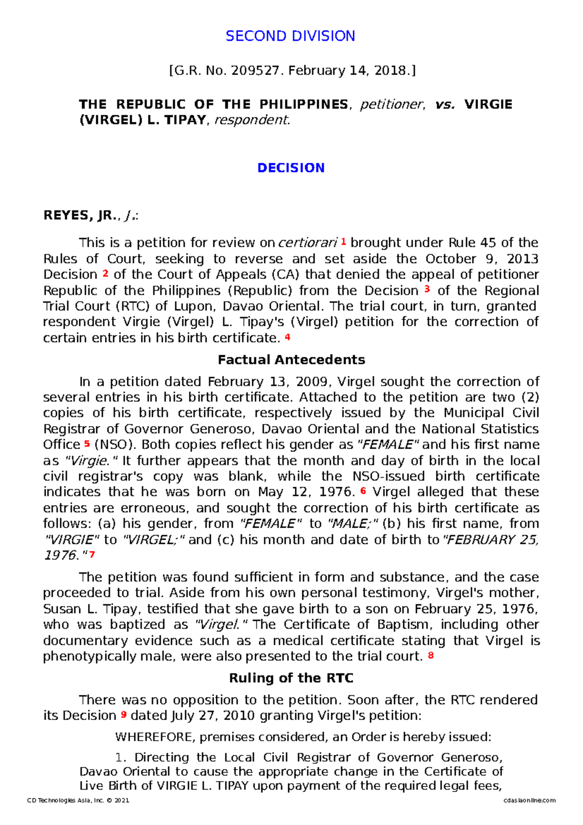 15. Republic vs Tipay - CIVIL LAW - SECOND DIVISION [G. No. 209527 ...