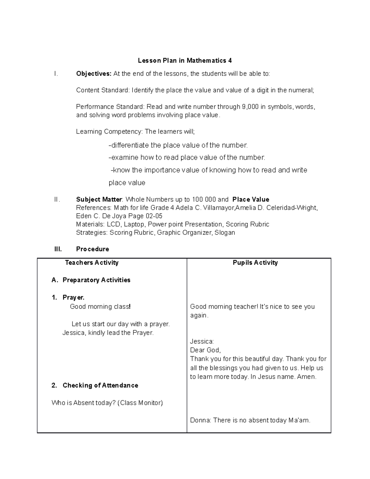 Lesson Plan inmath Acusa Maureen - Lesson Plan in Mathematics 4 I ...