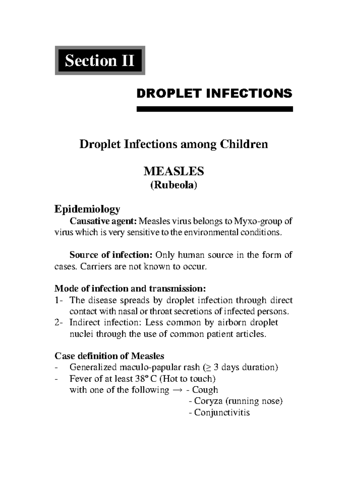 (COM 401) infection - Nutrition 1 - DROPLET INFECTIONS Droplet ...