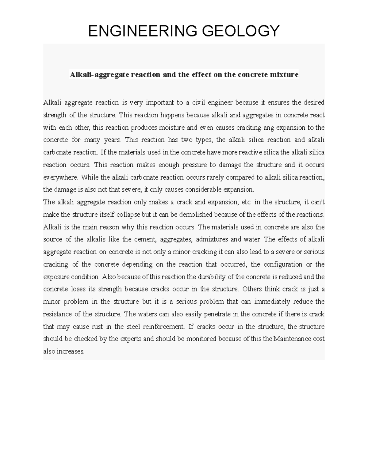 Engineering Geology - alkali-aggregate - ENGINEERING GEOLOGY Alkali-aggregate reaction and the ...