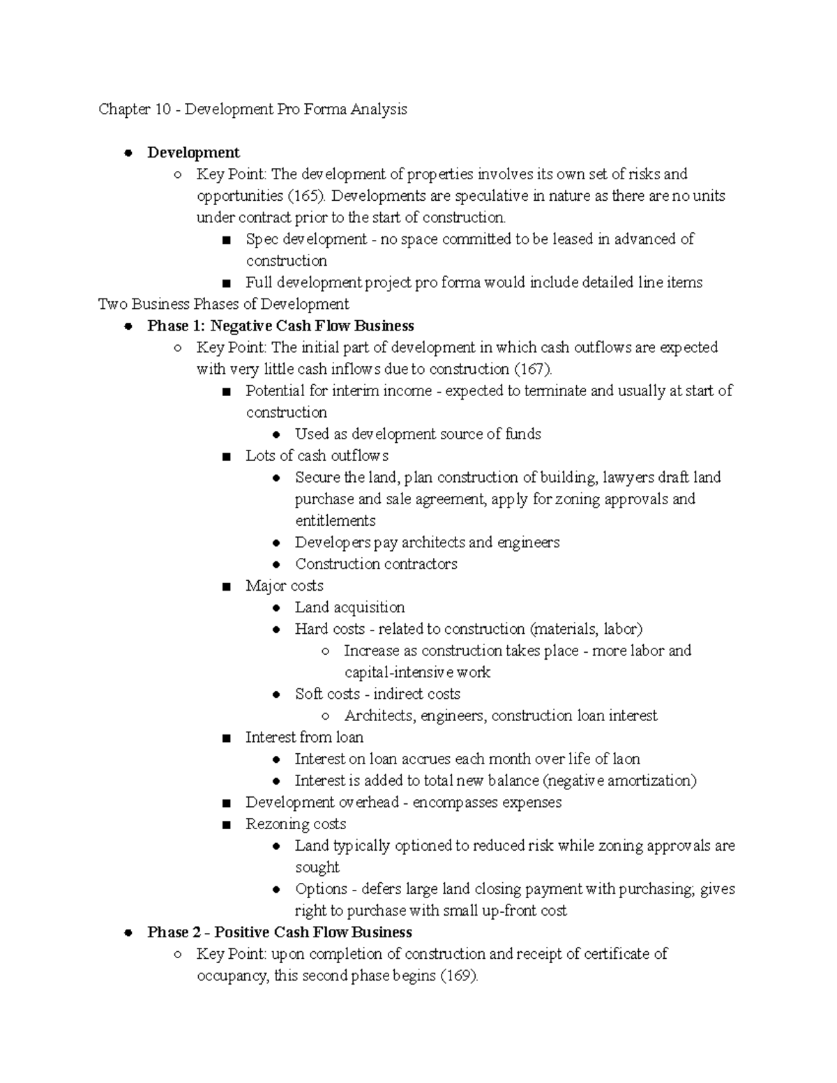 Chapter 10 notes - Chapter 10 - Development Pro Forma Analysis ...