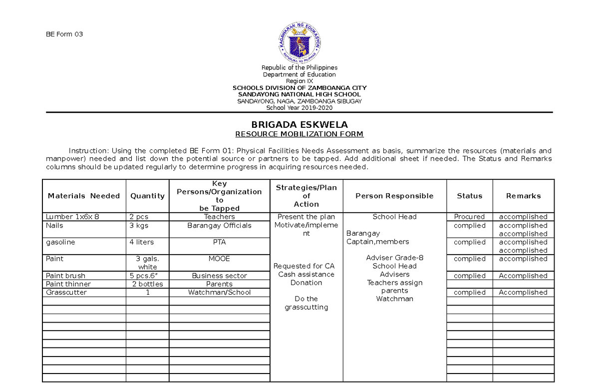 Form3 number 2 - eeee - BE Form 03 Republic of the Philippines ...