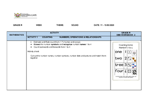 [Solved] 23 Design two activities activity for Grade R learners in the ...