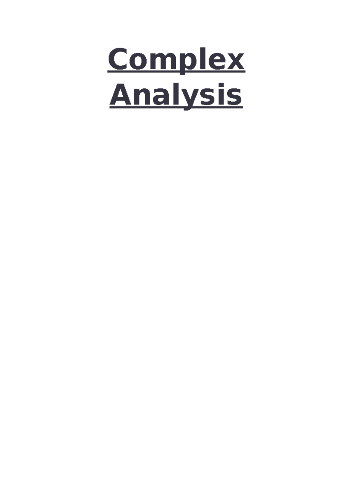 Complex Analysis - FULL NOTES OF CAIT - Complex Analysis Index C ...