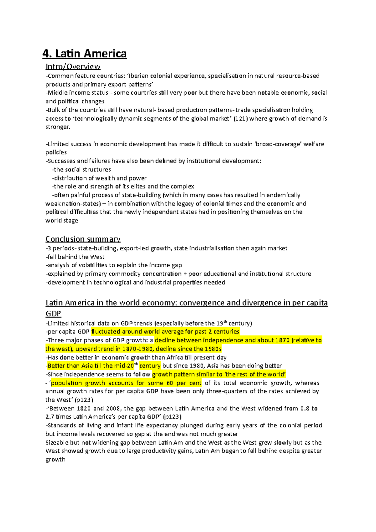 Latin America chapter 4 notes - 4. Latin America Intro/Overview -Common ...