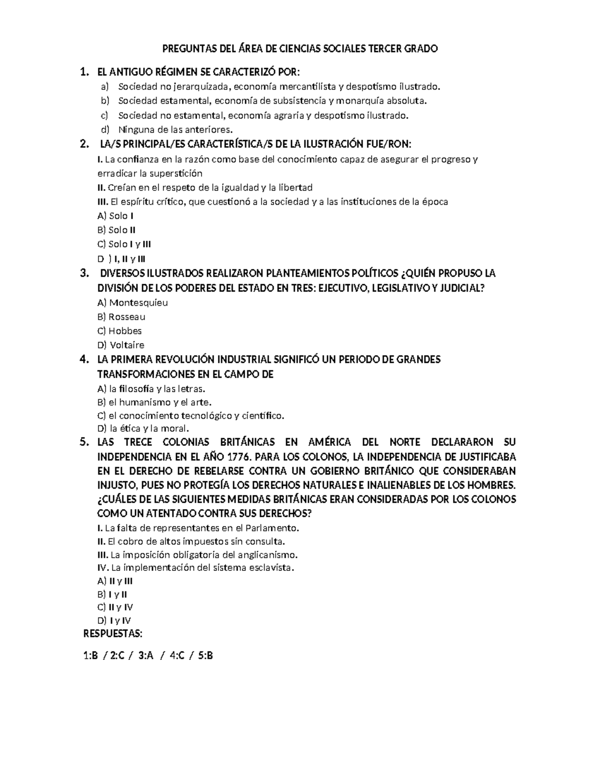 PREGUNTAS DEL ÁREA DE CIENCIAS SOCIALES TERCER GRADO - EL ANTIGUO ...