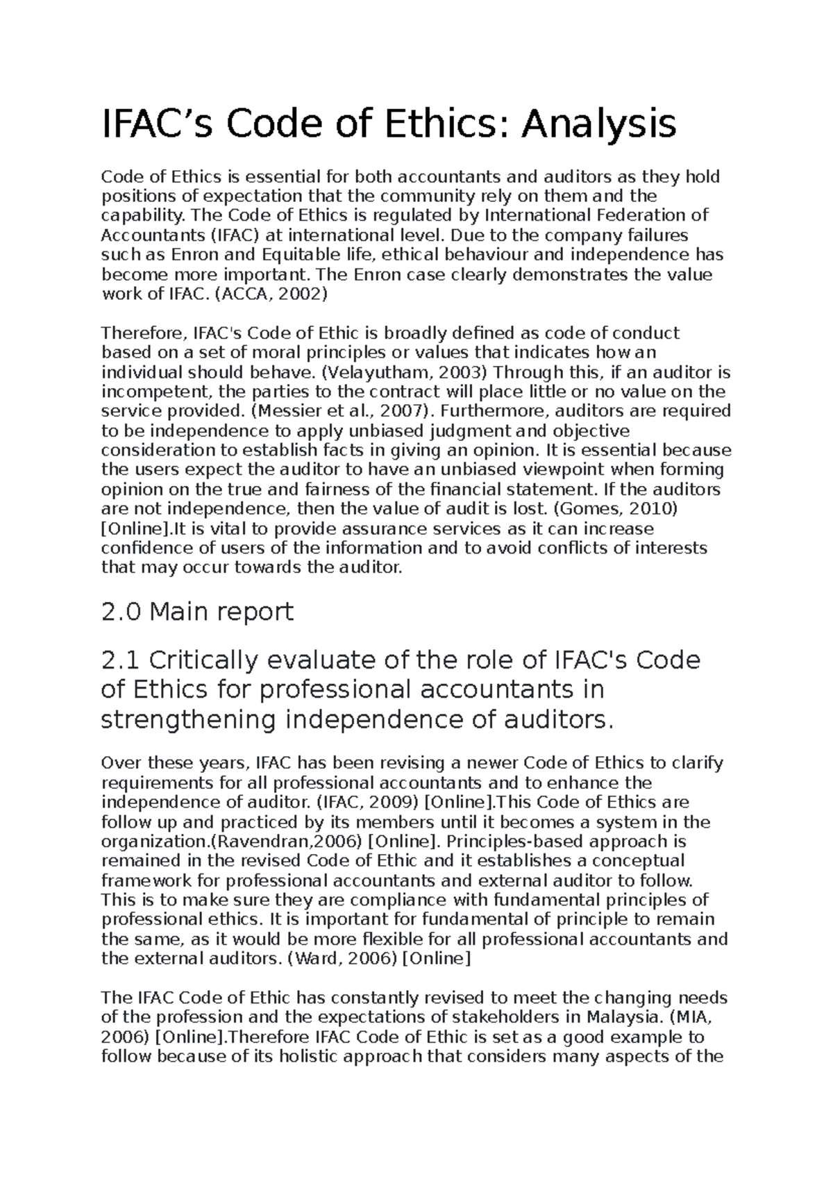 IFAC's Code of Ethics - Analysis - IFAC’s Code of Ethics: Analysis Code ...