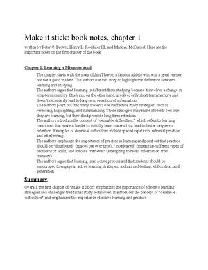 Make it stick chapter 2 Summary - Make it stick chapter 2 Summary Chapter 2 of "Make it - Studocu