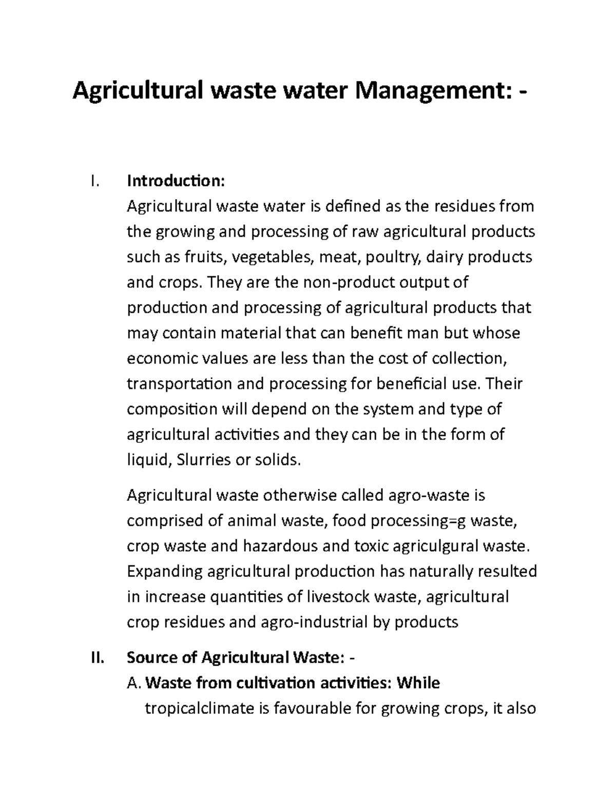Agricultural waste water Management - Introduction: Agricultural waste ...