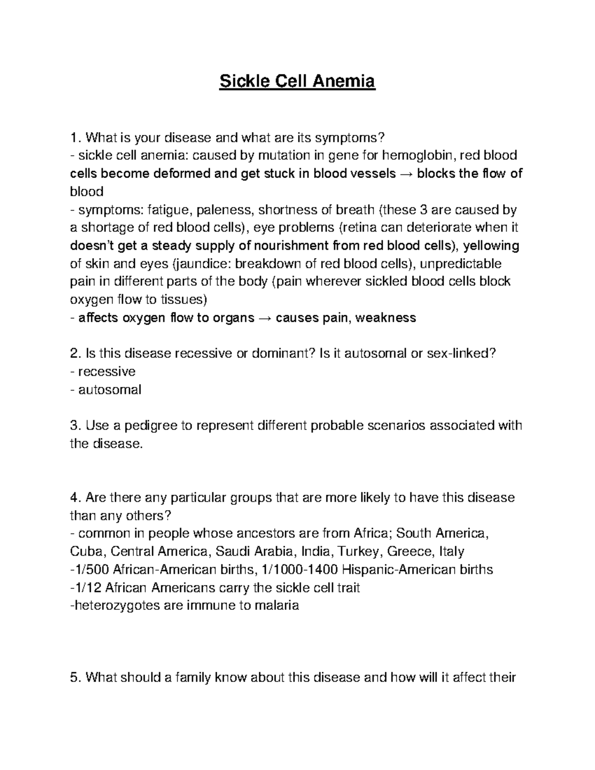 Biology Sickle Cell Anemia - Sickle Cell Anemia What is your disease ...