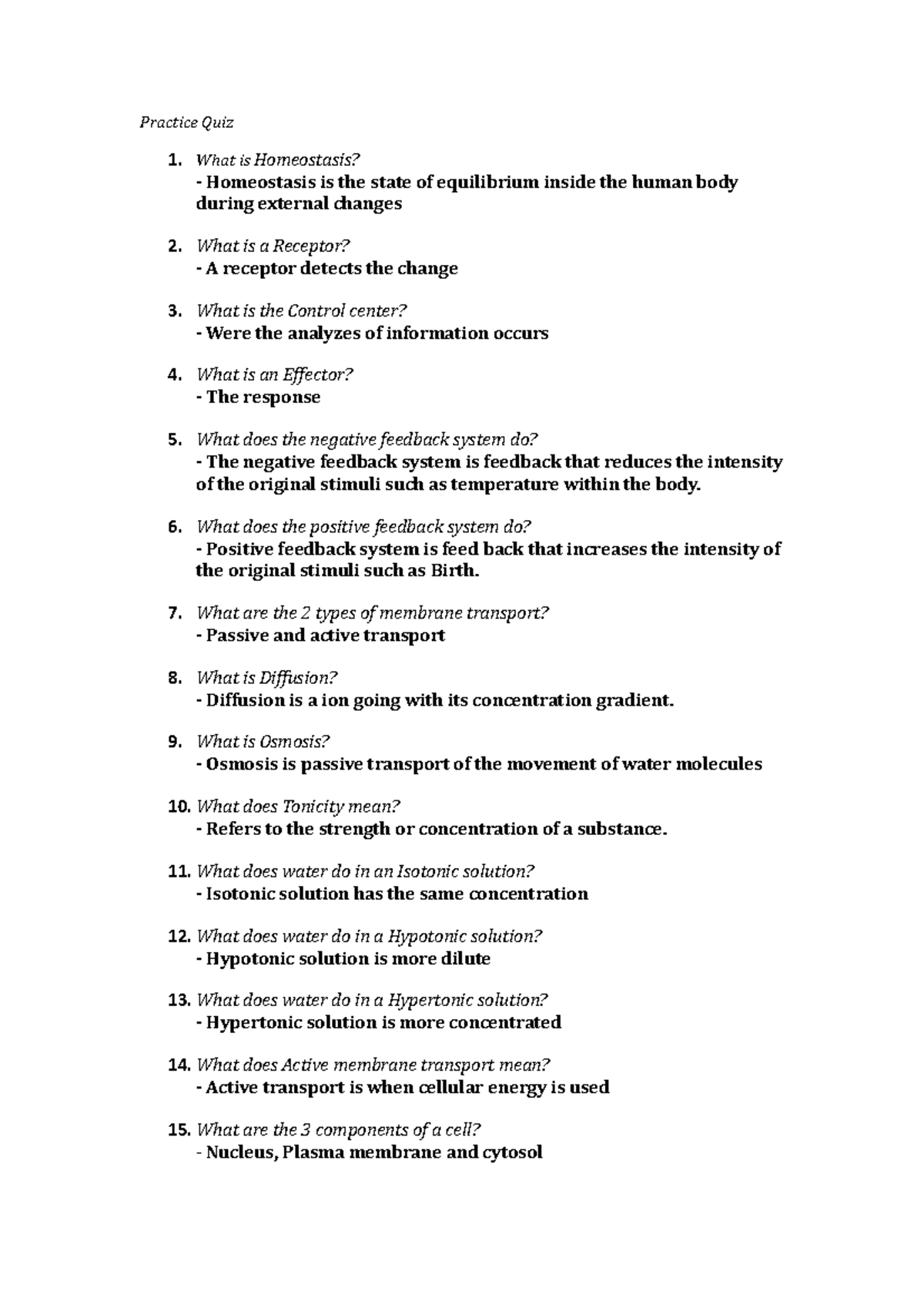 Sample/practice exam 5 May 2016, questions - Practice Quiz 1. What is ...