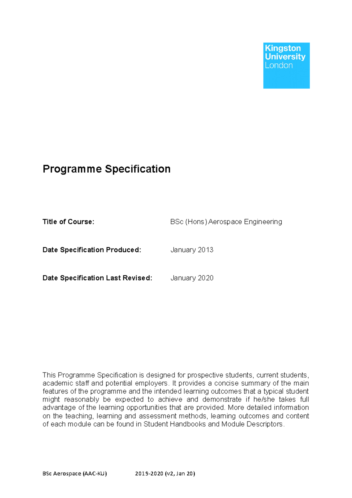 Aerospace Engineering BSc (Hons) 2021-22 KU-AAC - Programme ...