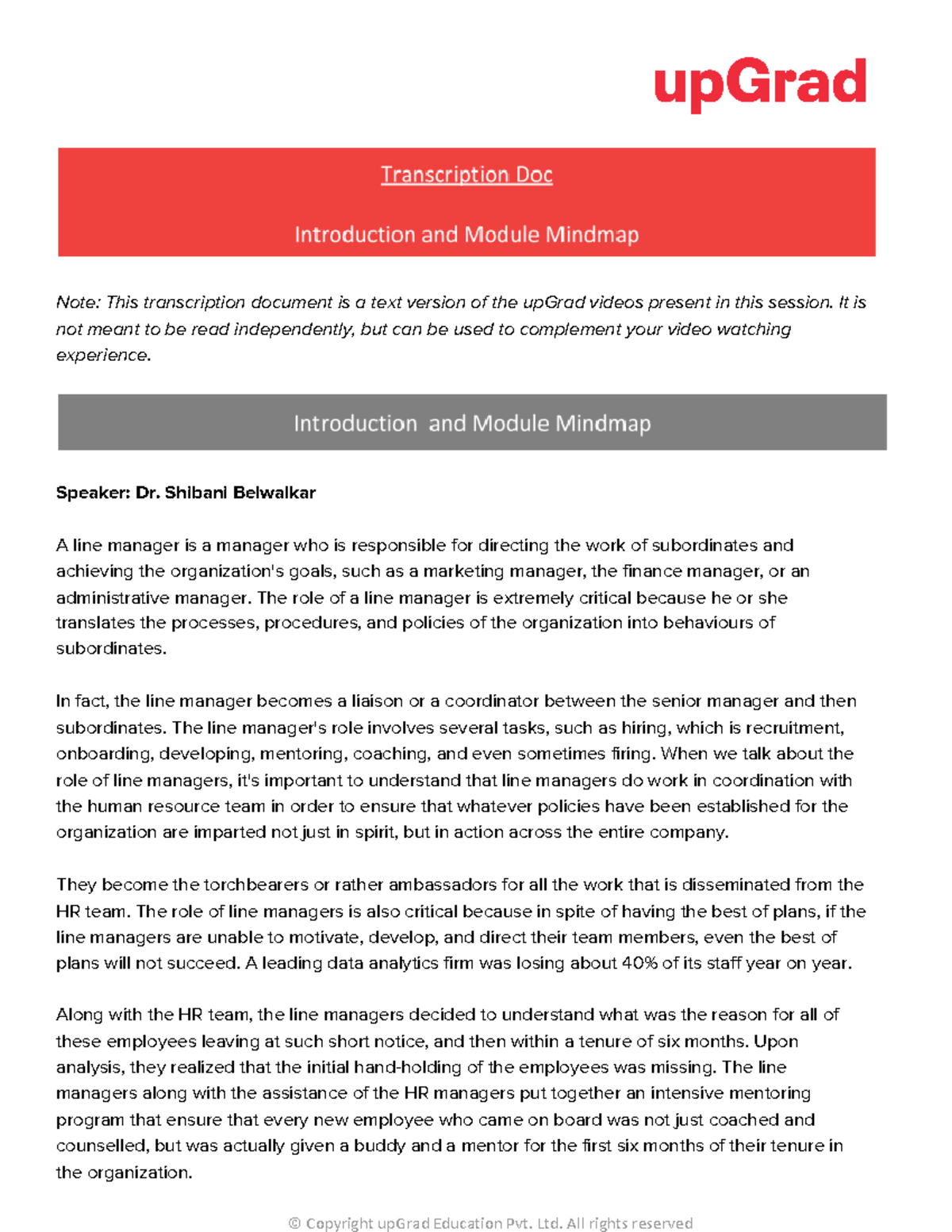 Transcription Introductionand Module Mindmap - Note: This transcription ...